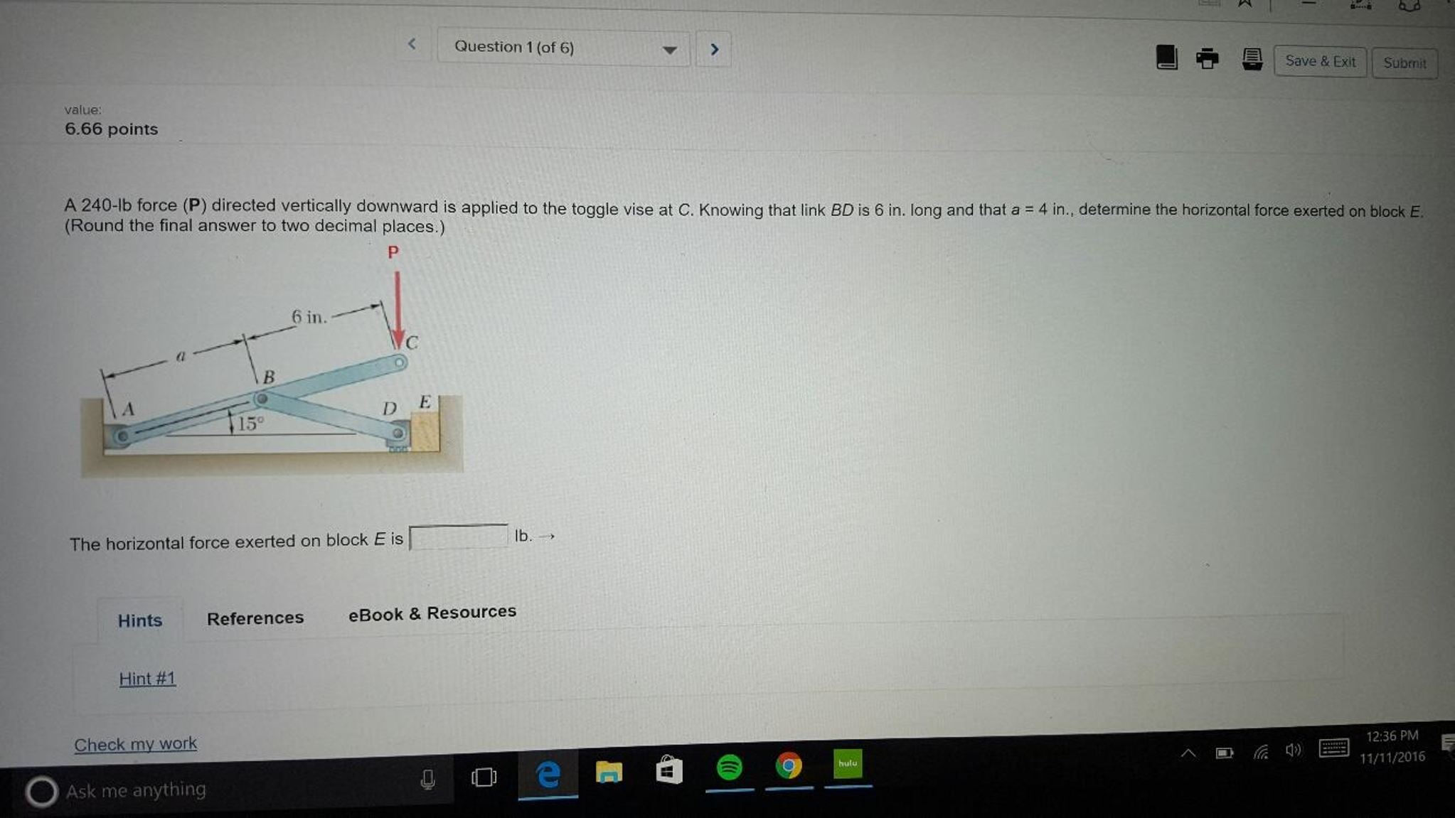 Solved A 240-lb force (P) directed vertically downward is | Chegg.com
