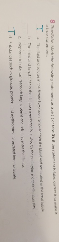 Solved 8 True/False: Mark the following statements as true | Chegg.com