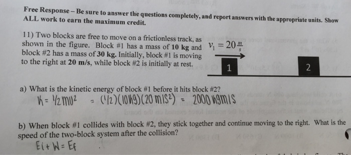 Solved Two blocks are free to move on a frictionless track, | Chegg.com