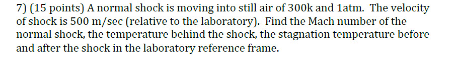 Solved Find the Mach number of the normal shock, the temp | Chegg.com