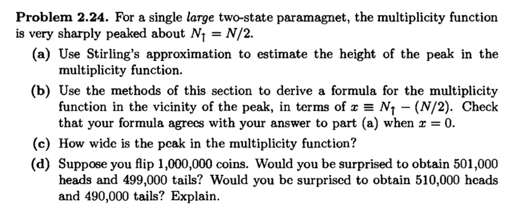 Solved Problem 2.24. For a single large two-state | Chegg.com