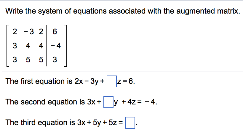 Solved Write The System Of Equations Associated With The