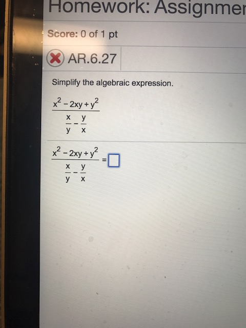 Solved Simplify the algebraic expression. x^2 - 2xy + | Chegg.com Solved Simplify the algebraic expression. x^2 - 2xy + | Chegg.com