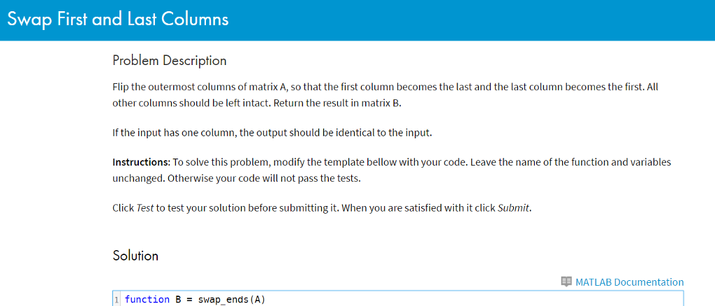 Solved Flip the outermost columns of matrix A, so that the | Chegg.com