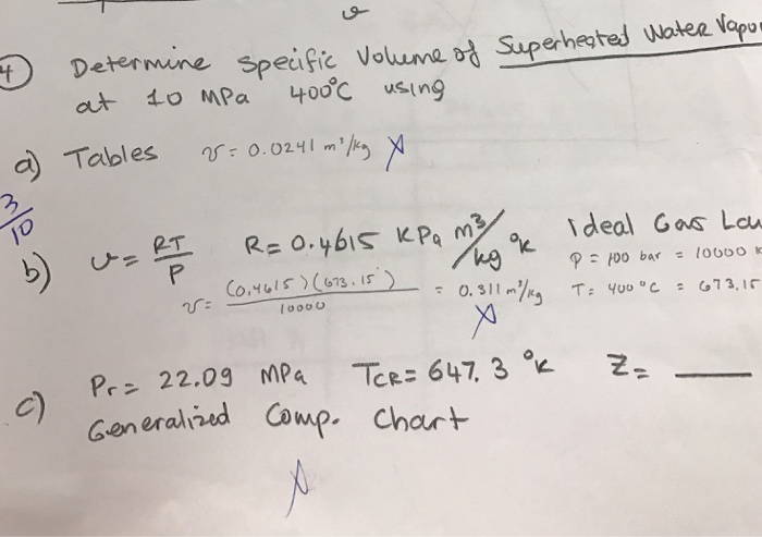 Solved Determine specific volume of superheated water | Chegg.com