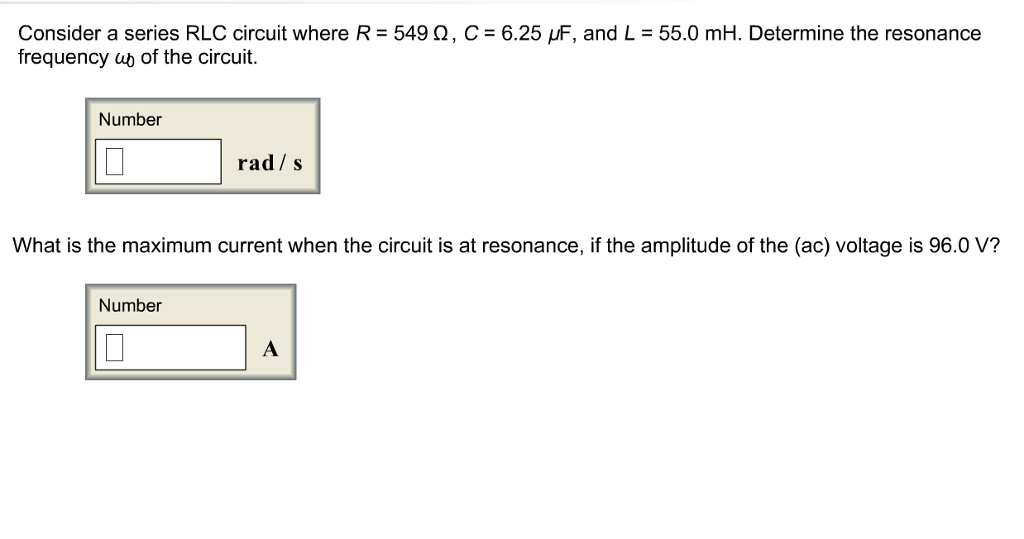 Solved Consider a series RLC circuit where R frequency ub of | Chegg.com