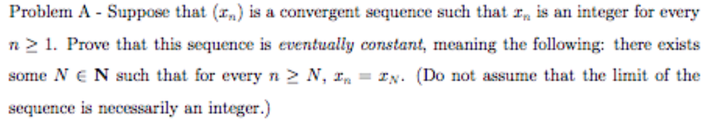Solved Problem A Suppose that (a) i a convergent sequence | Chegg.com