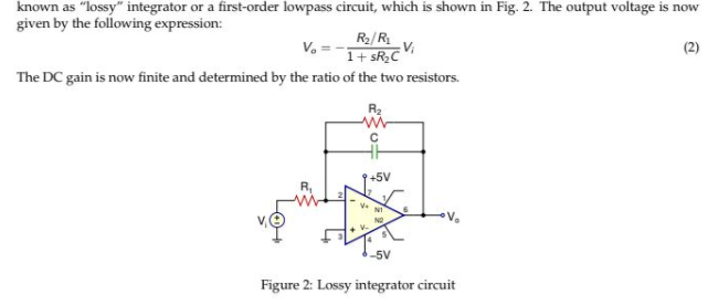 Solved known as "lossy" integrator or a first-order lowpass | Chegg.com