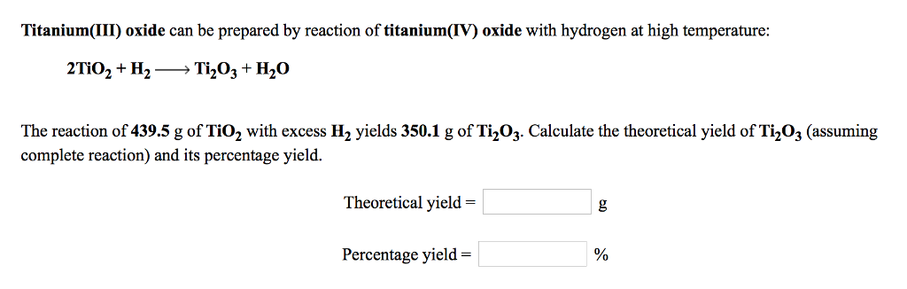 Solved Titanium(III) oxide can be prepared by reaction of | Chegg.com