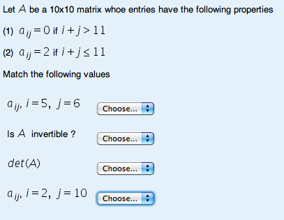 Solved Let A be a 10 times 10 matrix whoe entries have the | Chegg.com