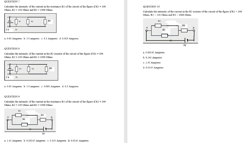Solved QUESTION 7 Calculate the intensity of the current in | Chegg.com