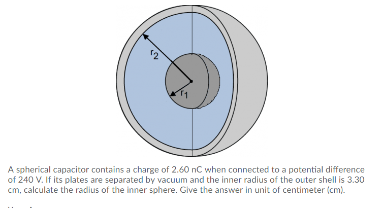 Solved 2 r1 A spherical capacitor contains a charge of 2.60 | Chegg.com