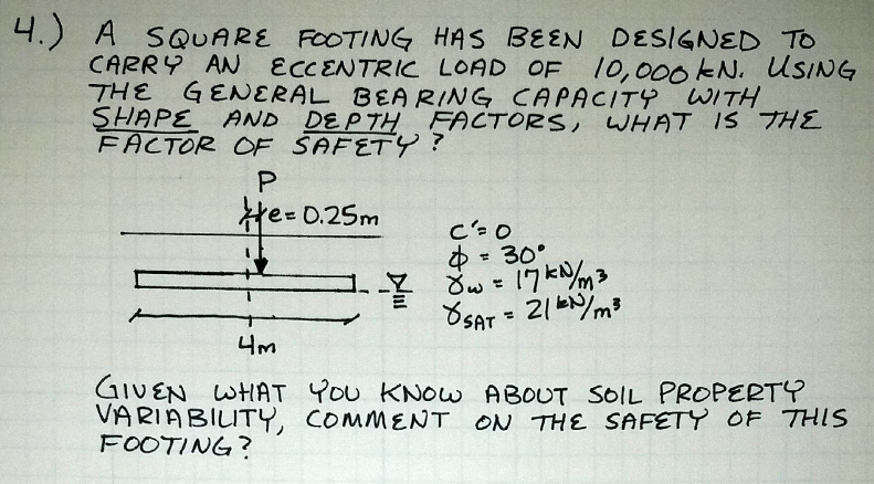 Solved A Square footing has been designed to carry an | Chegg.com