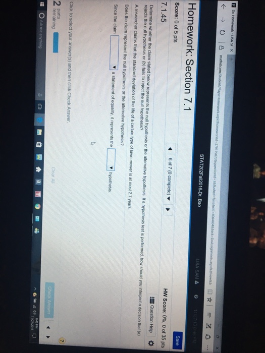 Solved Determine whether the claim stated below represents | Chegg.com