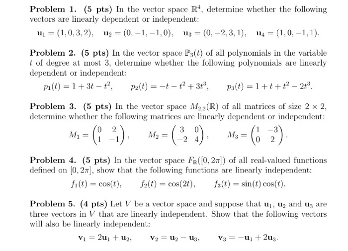 In the vector spare R4, determine whether the | Chegg.com