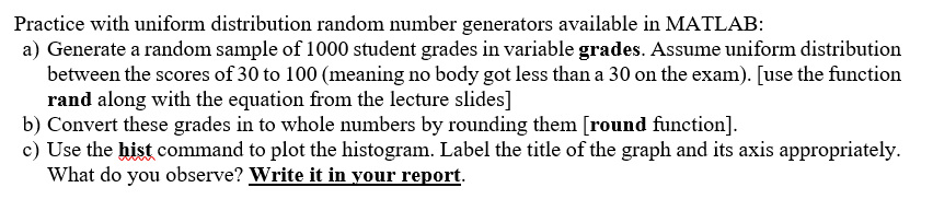 Solved Practice with uniform distribution random number | Chegg.com