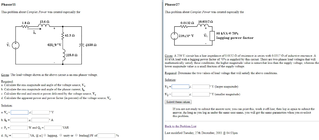 Solved This problem about Complex Power was created | Chegg.com