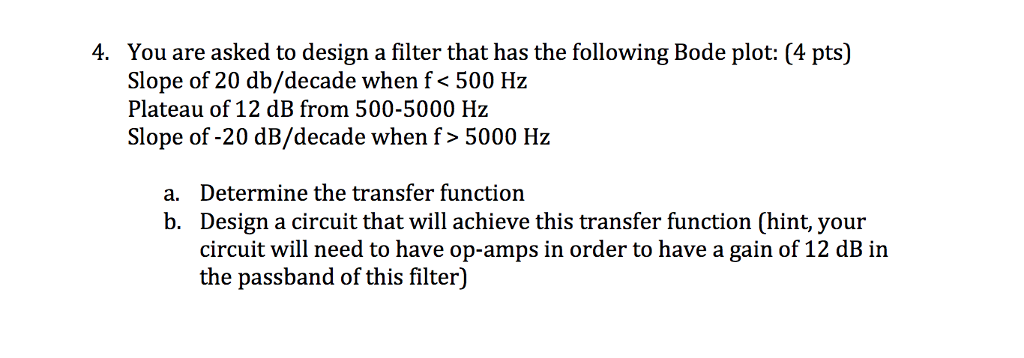 Solved You are asked to design a filter that has the | Chegg.com