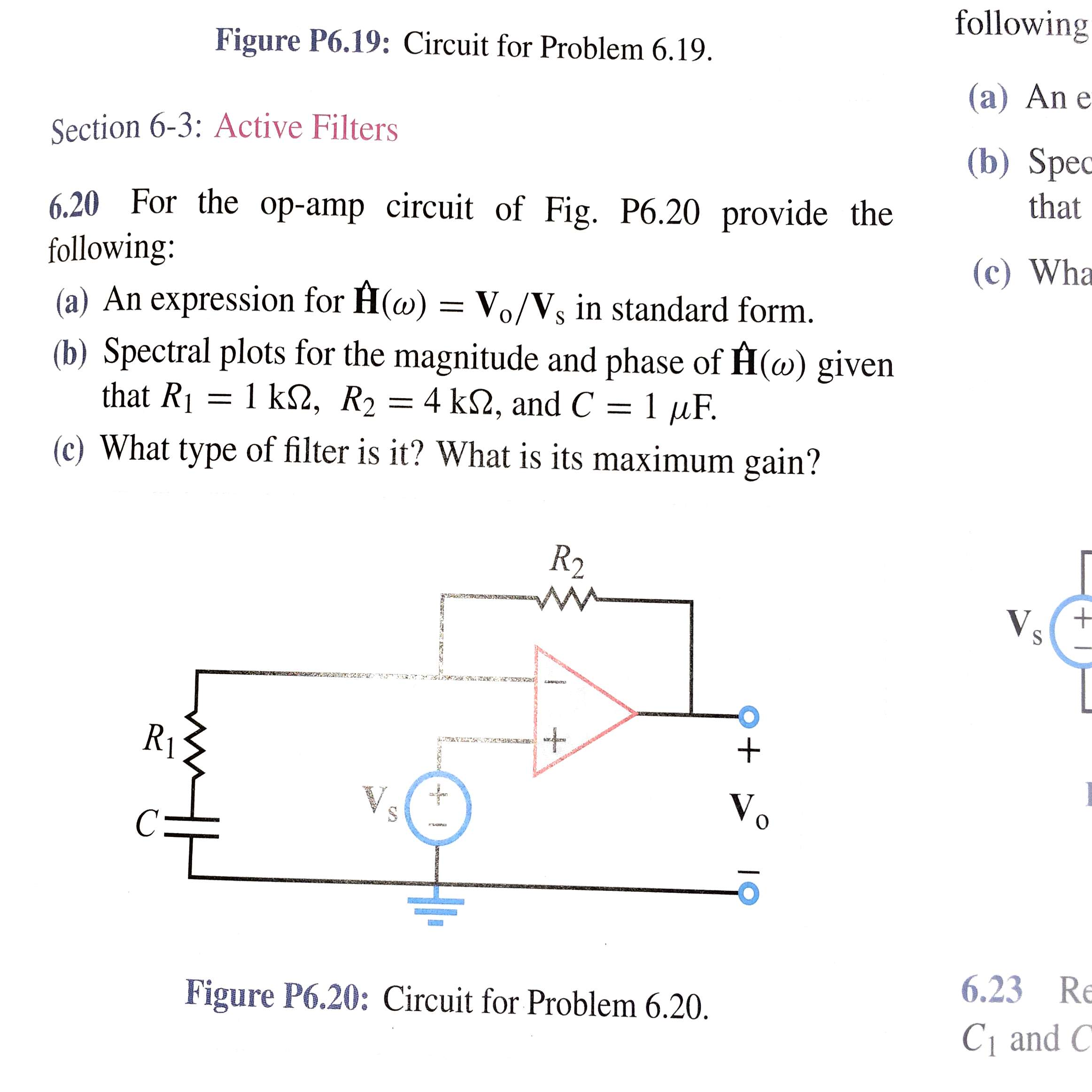 Solved I can't figure out 6.20 Figure P6.19: Circuit for | Chegg.com