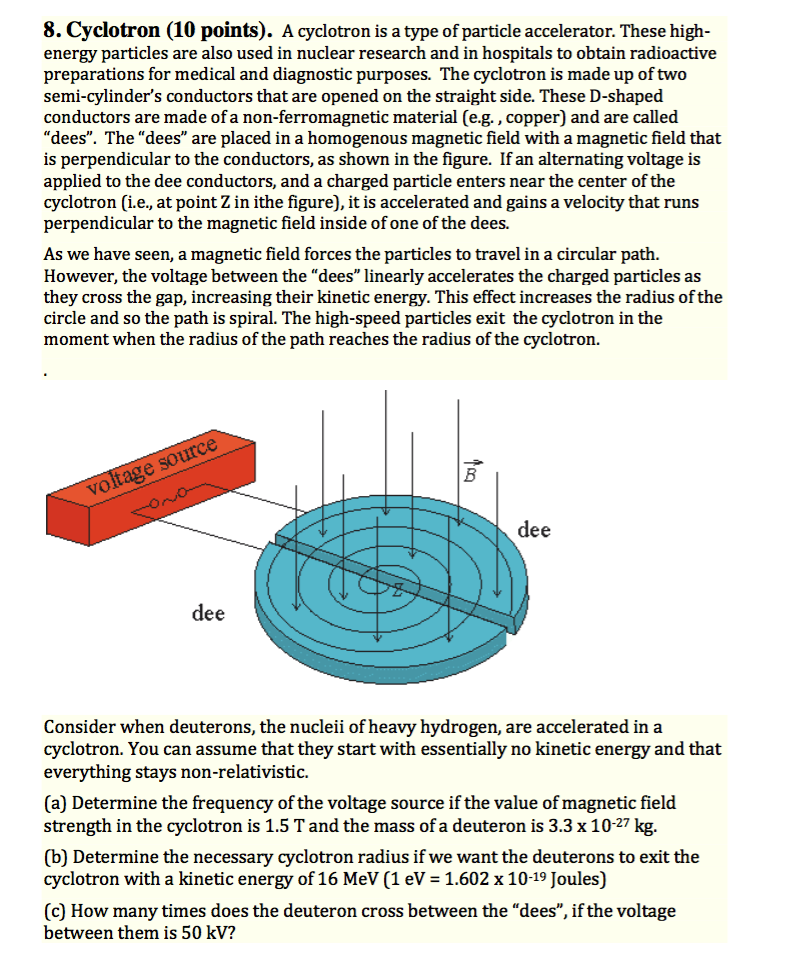 Solved Cyclotron. A cyclotron is a type of particle | Chegg.com