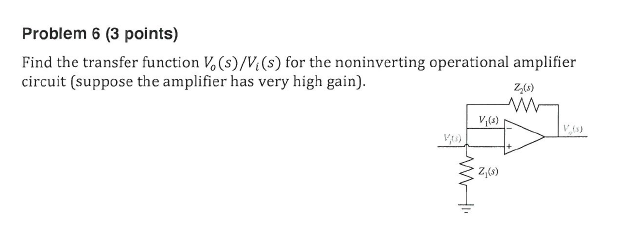 Solved Problem 6 (3 points) Find the transfer function | Chegg.com