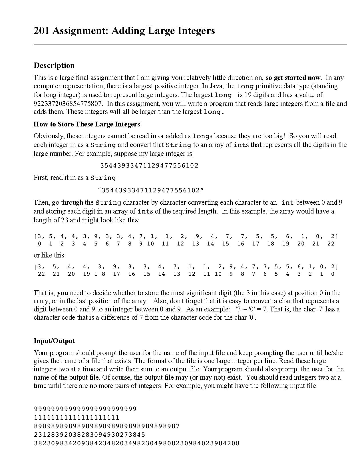 Solved java program cant be too complex this is a 201 class | Chegg.com