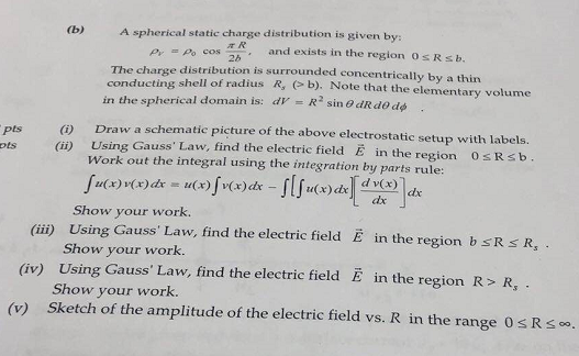 Solved A spherical static charge distribution is given by: R | Chegg.com