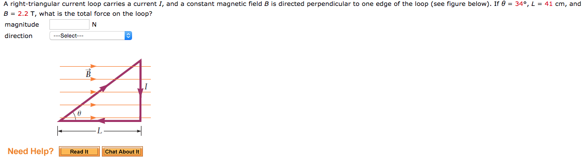 A right-triangular current loop carries a current I, | Chegg.com