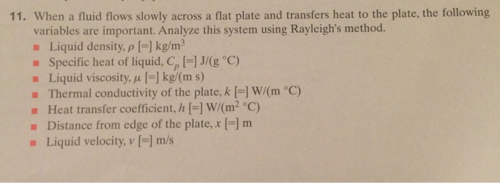 Solved 11. When a fluid flows slowly across a flat plate and | Chegg.com