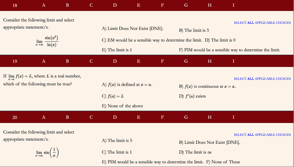 Solved Consider the following limit and select appropriate | Chegg.com
