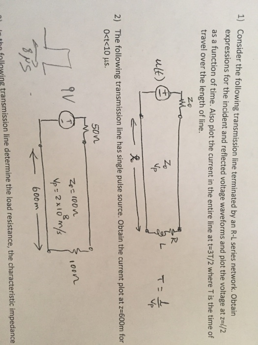 Solved Consider the following transmission line terminated | Chegg.com