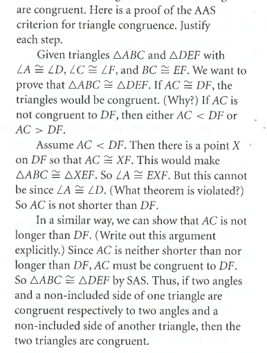 Solved are congruent. Here is a proof of the AAS criterion | Chegg.com