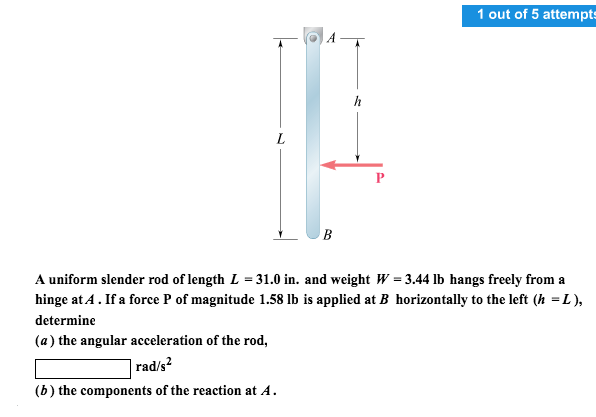 Solved Find angular acceleration of the rod and the | Chegg.com