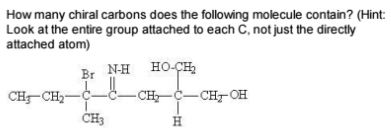 Solved How many chiral carbons does the following molecule | Chegg.com