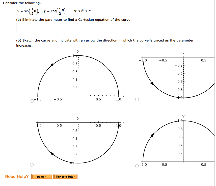 Solved Consider The Following X Sin 1 2 Y Chegg