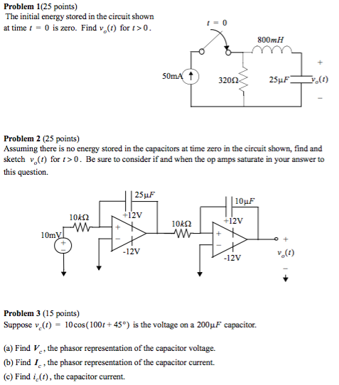Solved The initial energy stored in the circuit shown at | Chegg.com