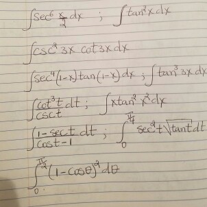 Solved Integral sec^6 x/2 dx; integral tan^2 x dx integral | Chegg.com