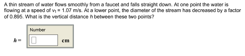 Solved A thin stream of water flows smoothly from a faucet | Chegg.com