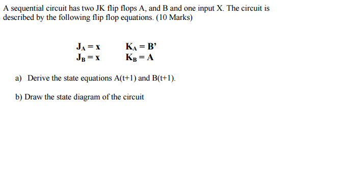 Solved A sequential circuit has two JK flip flops A, and | Chegg.com