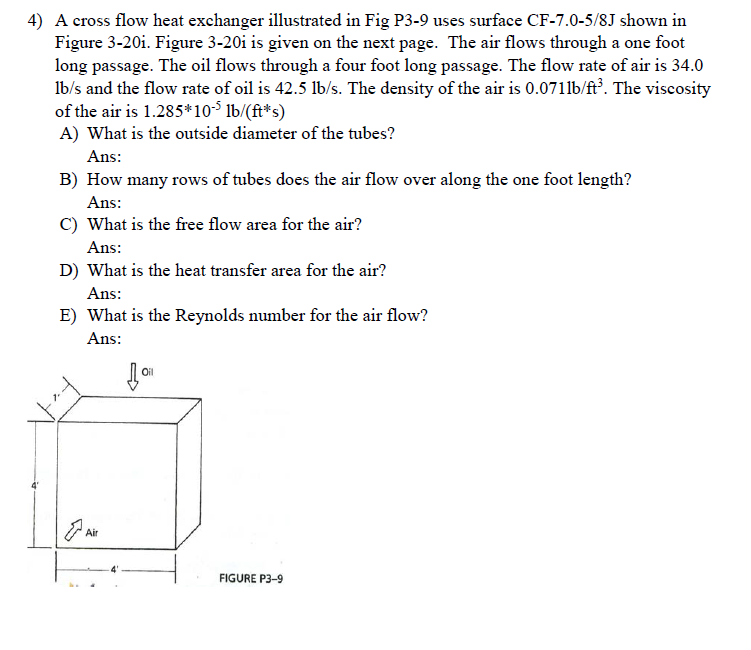 A cross flow heat exchanger illustrated in Fig P3-9 | Chegg.com