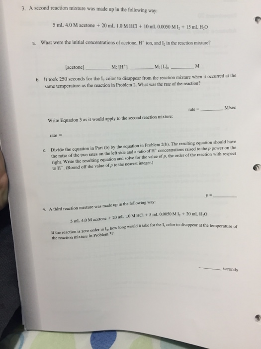 Solved A second reaction mixture was made up in the | Chegg.com