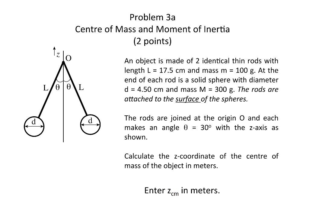 Solved Problem 3a Centre of Mass and Moment of Inertia (2 | Chegg.com