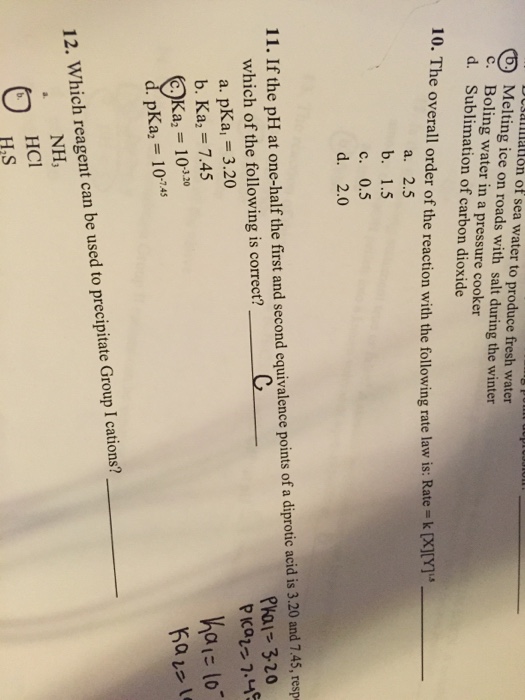 Solved The overall order of the reaction with the following | Chegg.com