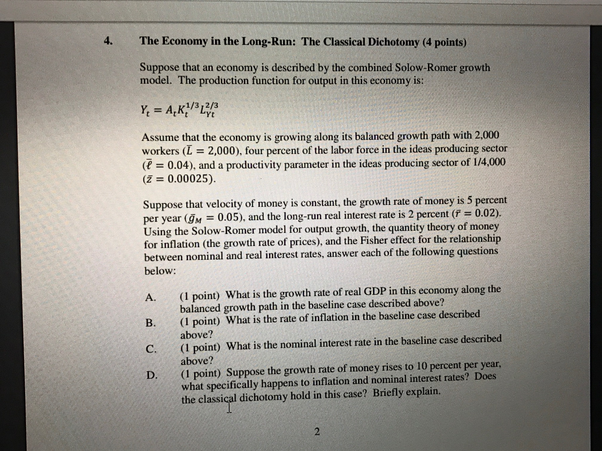 Suppose that an economy is described by the combined | Chegg.com