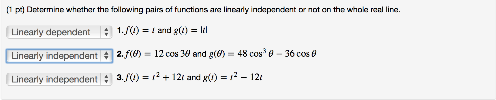 Solved Determine whether the following pairs of functions | Chegg.com