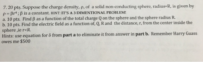 Solved Suppose the charge density, rho, of a solid | Chegg.com