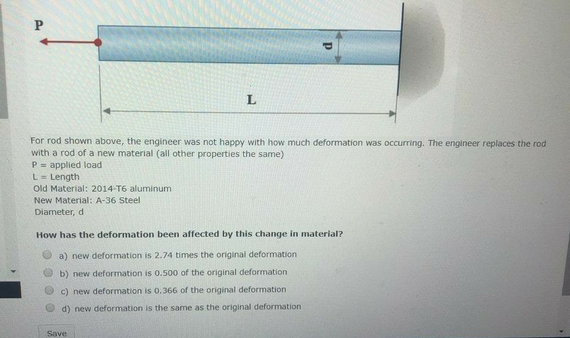 Solved For rod shown above, the engineer was not happy with | Chegg.com