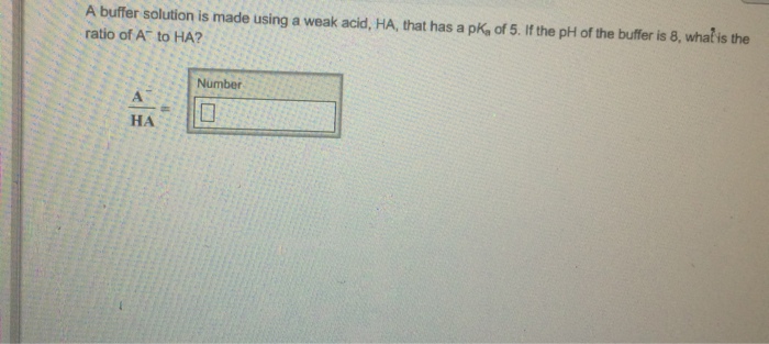 Solved A buffer solution is made using a weak acid , HA, | Chegg.com