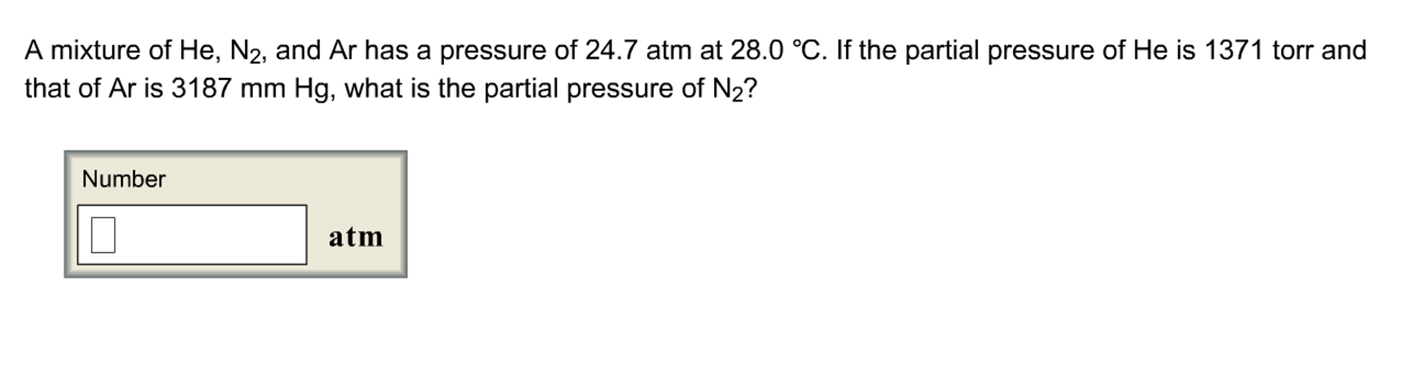 Solved A mixture of He, N2, and Ar has a pressure of 24.7 | Chegg.com
