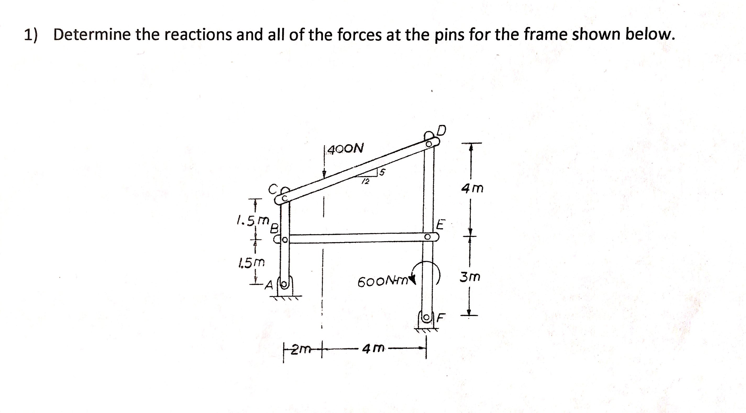 Solved: Determine The Reactions And All Of The Forces At T... | Chegg.com